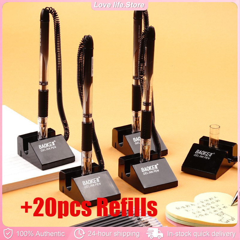 0.5mm Table Top Pen Black Counter Pen Desk Table Pen with String Bank ...