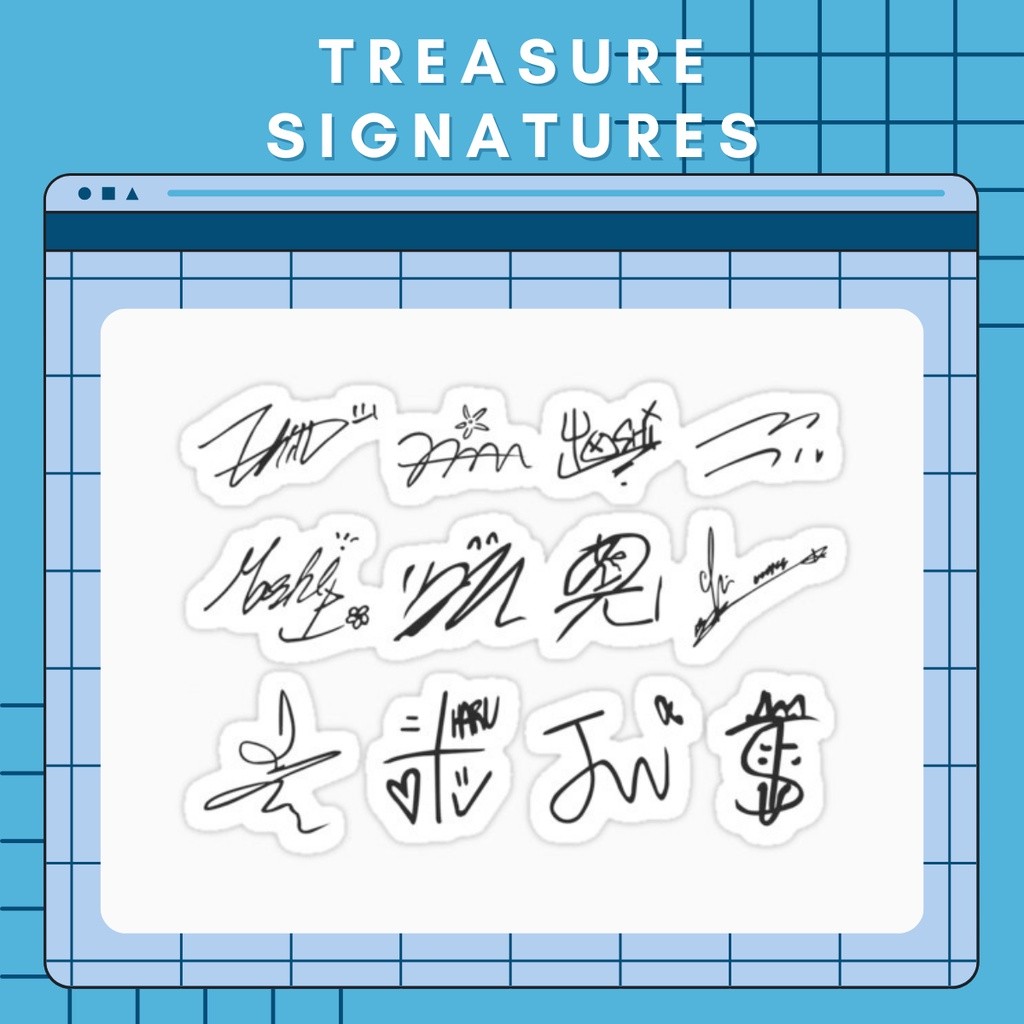 『KPOP Sticker』YG Treasure Signature KPOP Coated Coated Sticker ( MIN OF ...