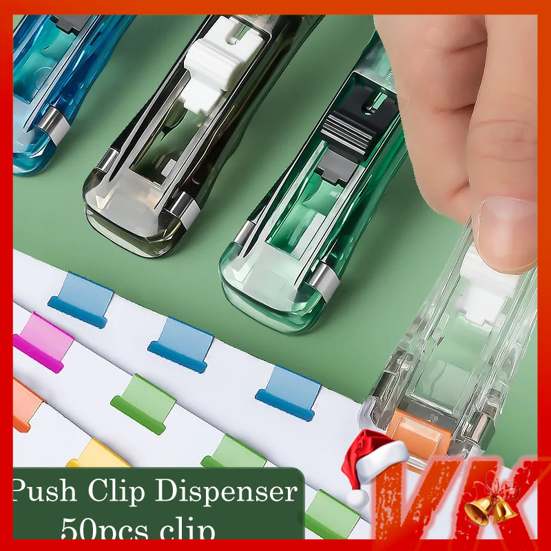 VK Portable Handheld Paper Clam Push Clip Dispenser Large Size Fast ...