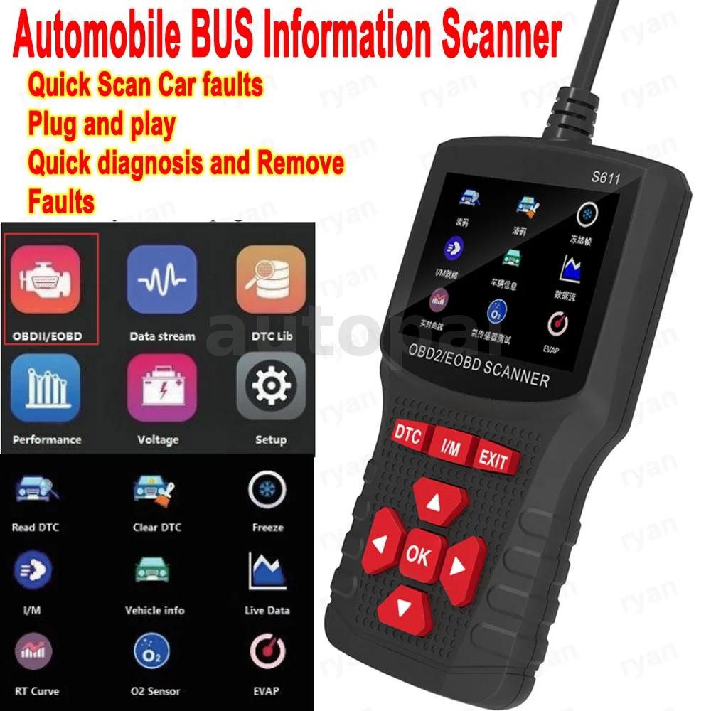 Professional Auto Engine System Diagnostic Tool OBD2 EOBD Car Scanner ...