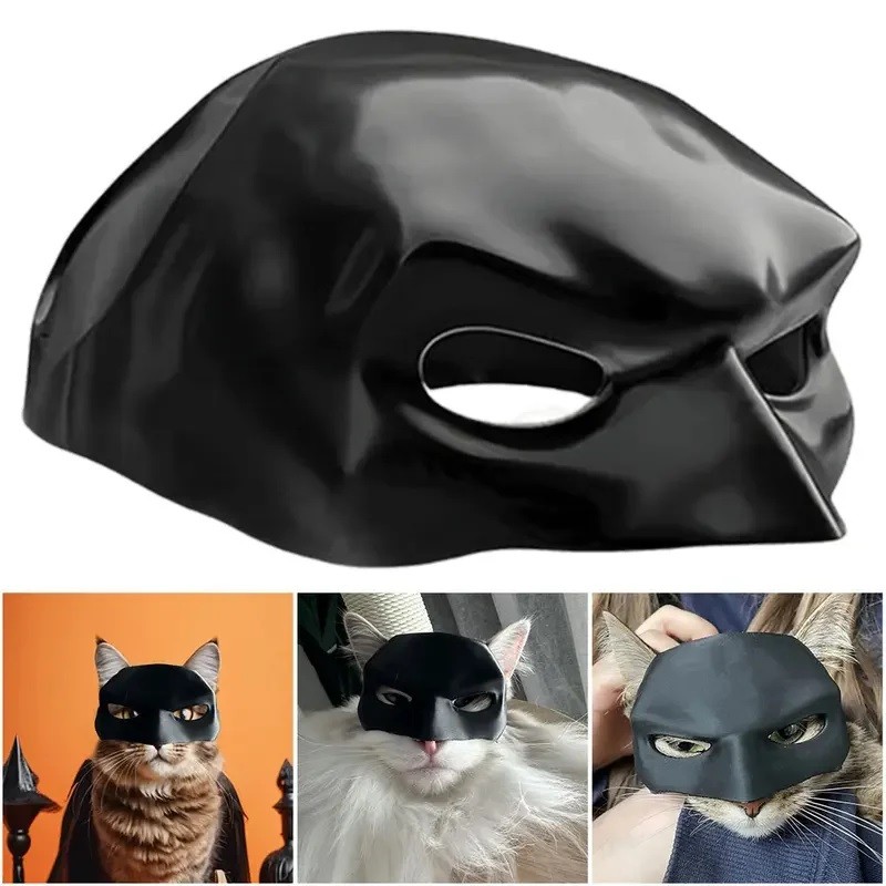 Cat Avenger Mask Creative Black Cat Bat Mask Decorative Batman Cat Mask ...