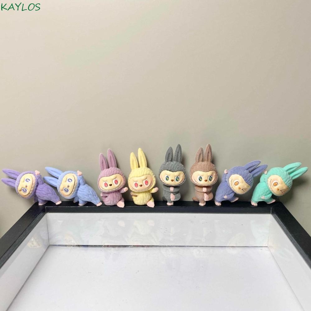 KAYLOS Lazy Yoga Labubu Doll, Silica Gel Waterproof Flocking Labubu Key ...