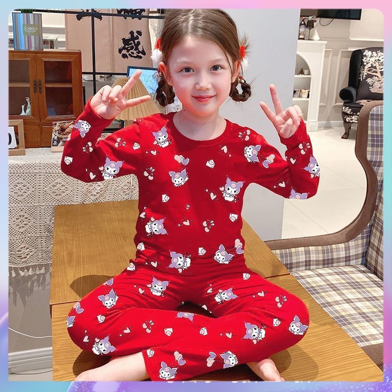 1-9 Years Fashion Cute Cartoon Red Girl Pajamas Soft Cosy Christmas ...