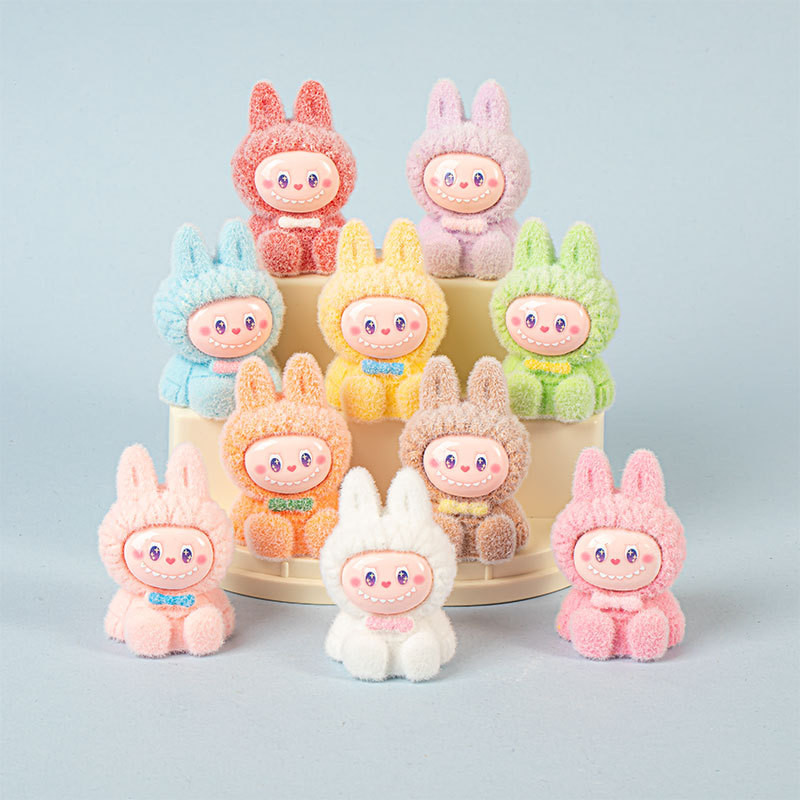 10pcs Solid Color Velvet Sitting Labubu 3D Resin Charms for DIY (C-1 ...