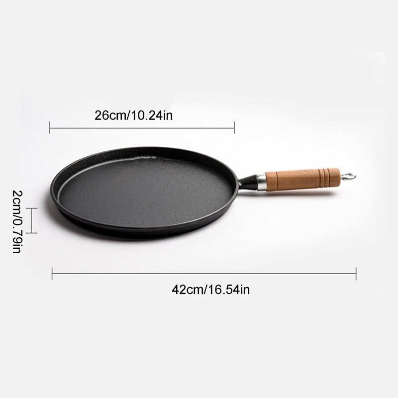 Thickened Cast Iron Flat Bottom Frying Pan Uncoated Non-Stick Pancake ...