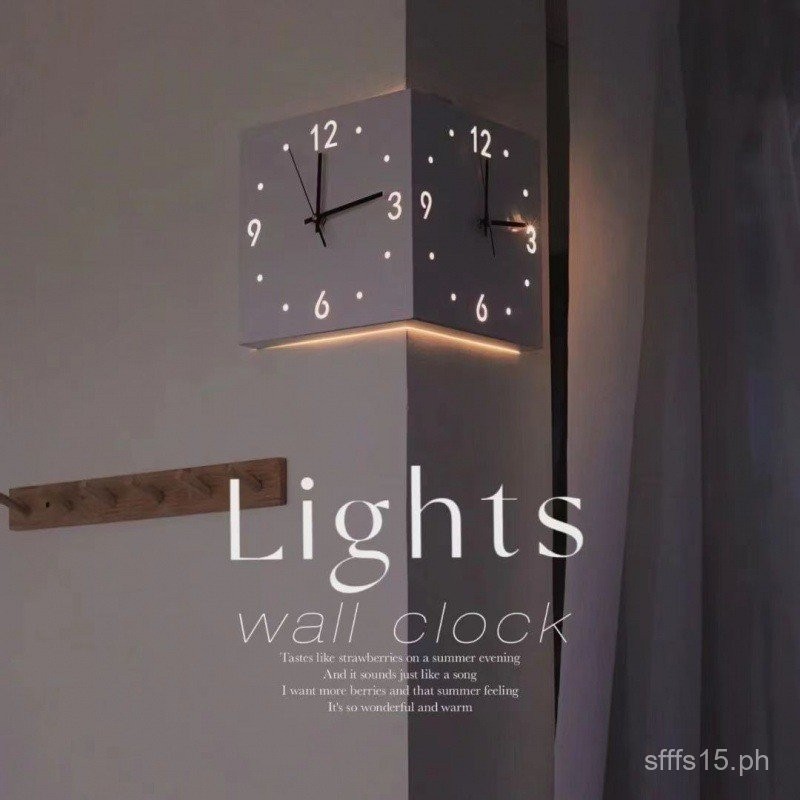 ins Wind Turn Corner Clock Double-Sided Wall Clock Living Room Creative ...