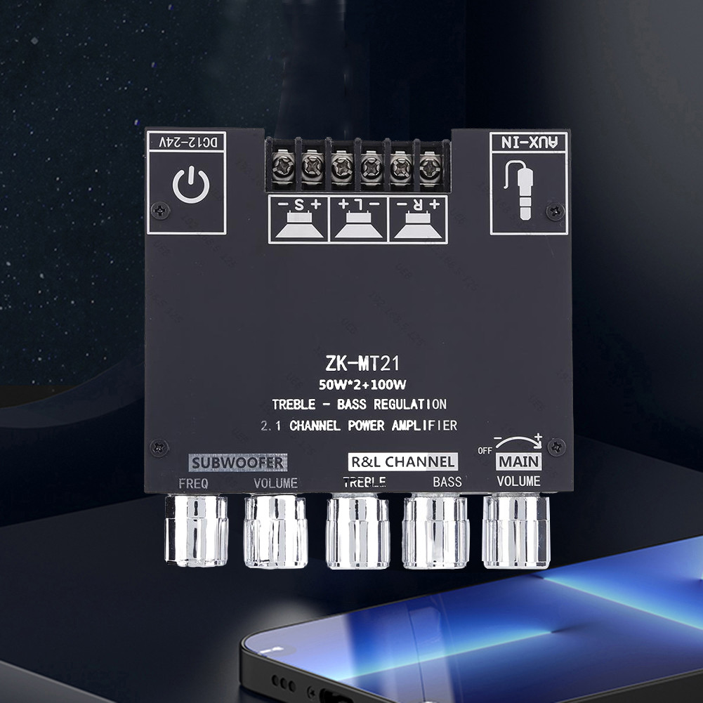 ZK-MT/TB21 2.1 Channel BT 5.0 Digital Sound Amplifier Board 50W Stereo x2+100W Subwoofer High ...