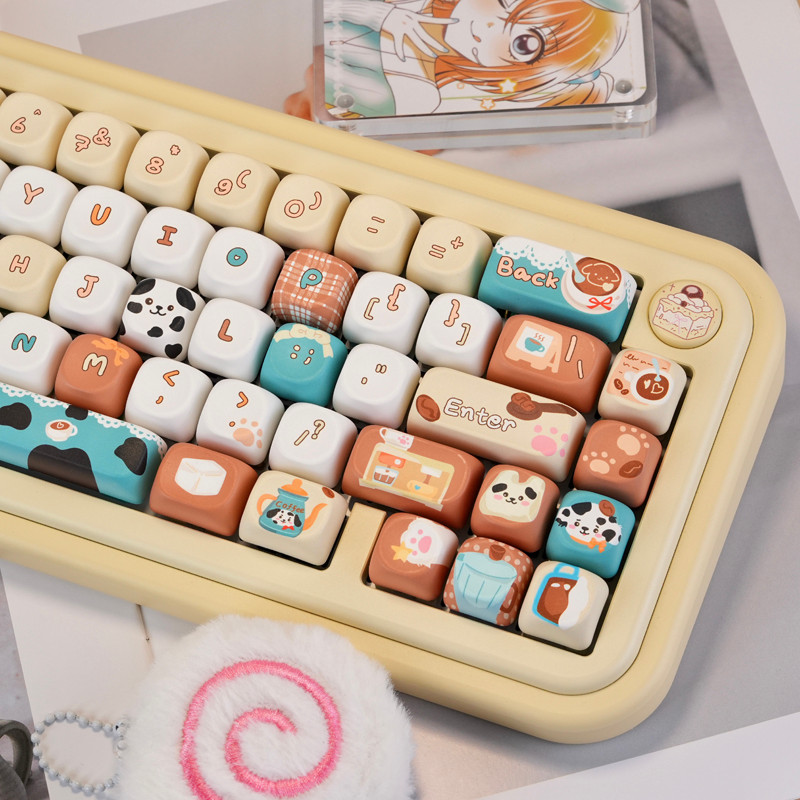Coffee Spotted Dog Keycaps MOA Height Customized Small Full Set Keycaps ...