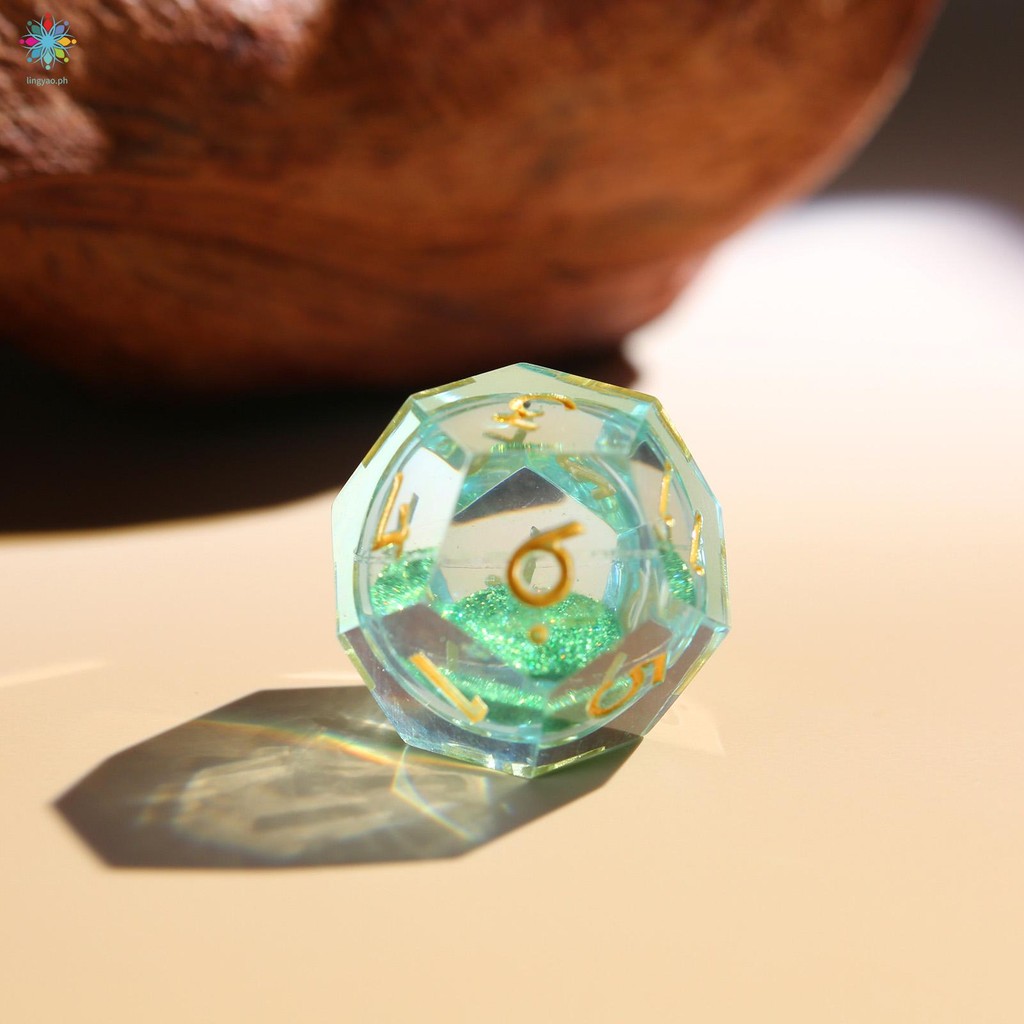 7-Piece Resin Liquid Core Dice Set Swirling Glitter Multi-Shaped D&D ...