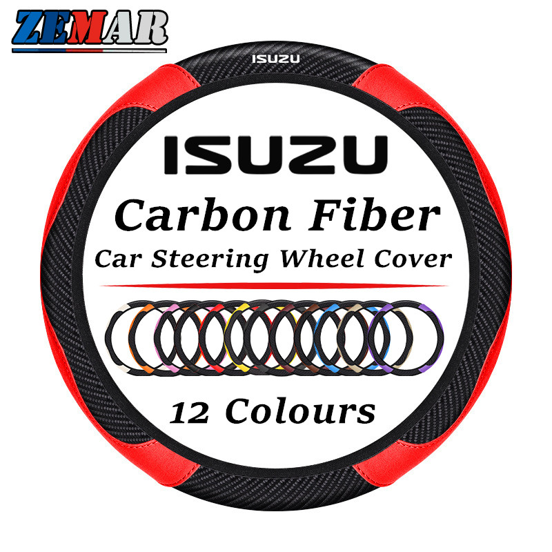 ISUZU Universal Car Steering Wheel Cover Carbon Fiber Non-slip No Inner ...