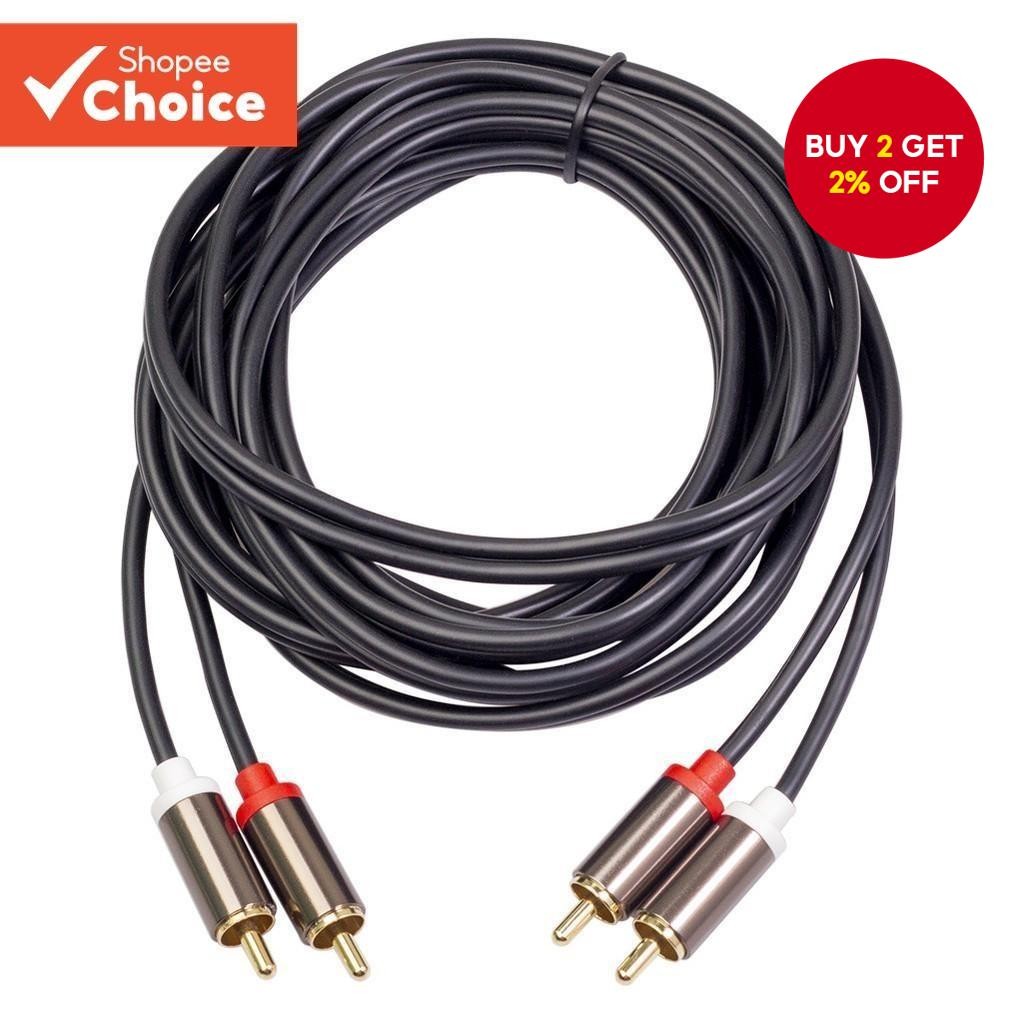 [Shopee Choice] Aluminum Alloy 2RCA To 2RCA Lotus Cable AV Four-head ...