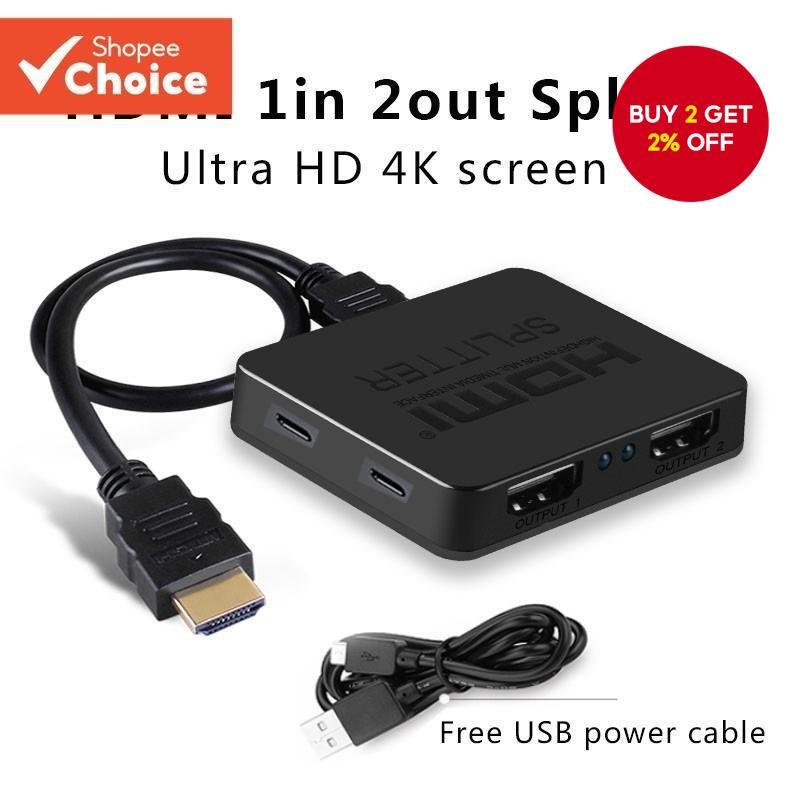 Full HD 4K 1080P 1x2 HDMI Splitter 3D 1 in 2 Out Amplifier Dual ...
