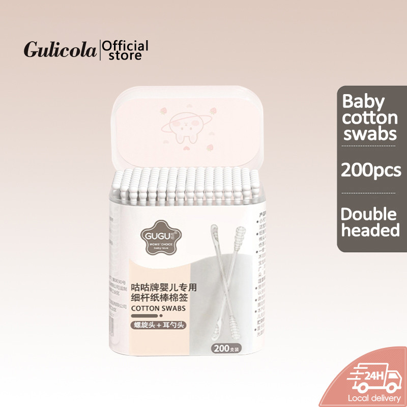 Gulicola 200pcs Baby Soft Cotton Buds,Double Head Cleaning, Eye Ear ...