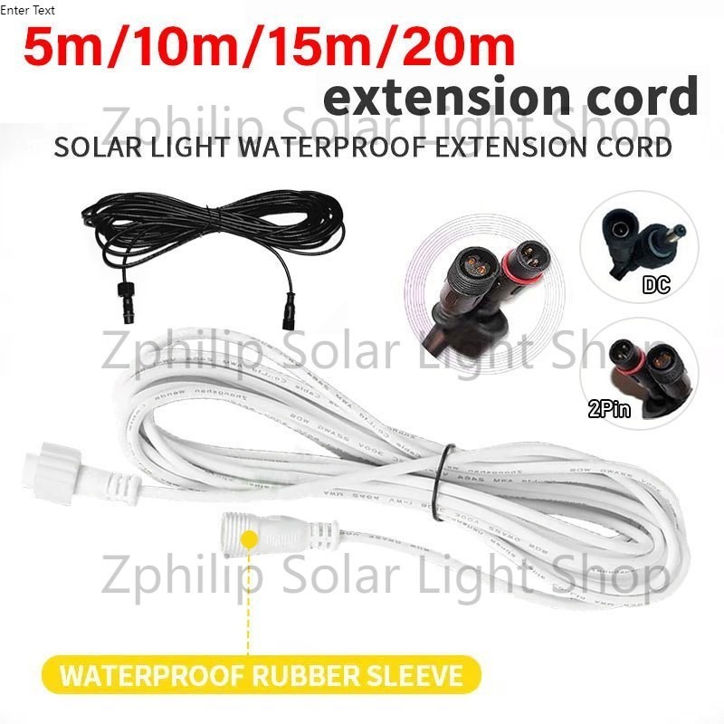 Solar Light Extension 5m/10M/15M/20M Cable Thick Wire Outdoor Flood ...