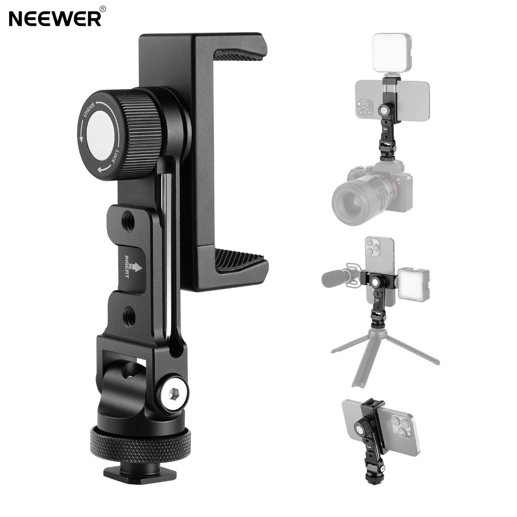 NEEWER 360°METAL PHONE TRIPOD MOUNT WITH 4 COLD SHOES | Shopee Philippines