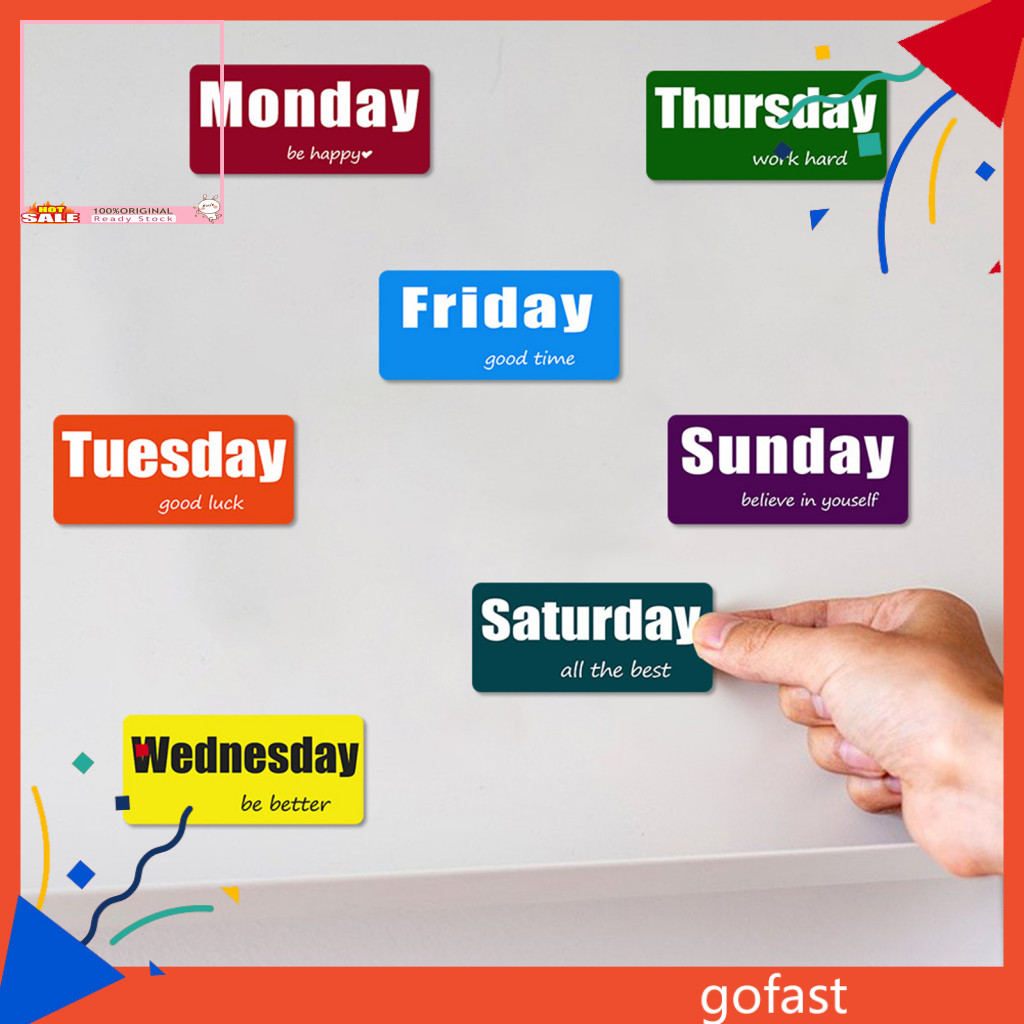 GOF Refrigerator Magnet Set Steel Cabinet Magnets Colorful Days of Week ...