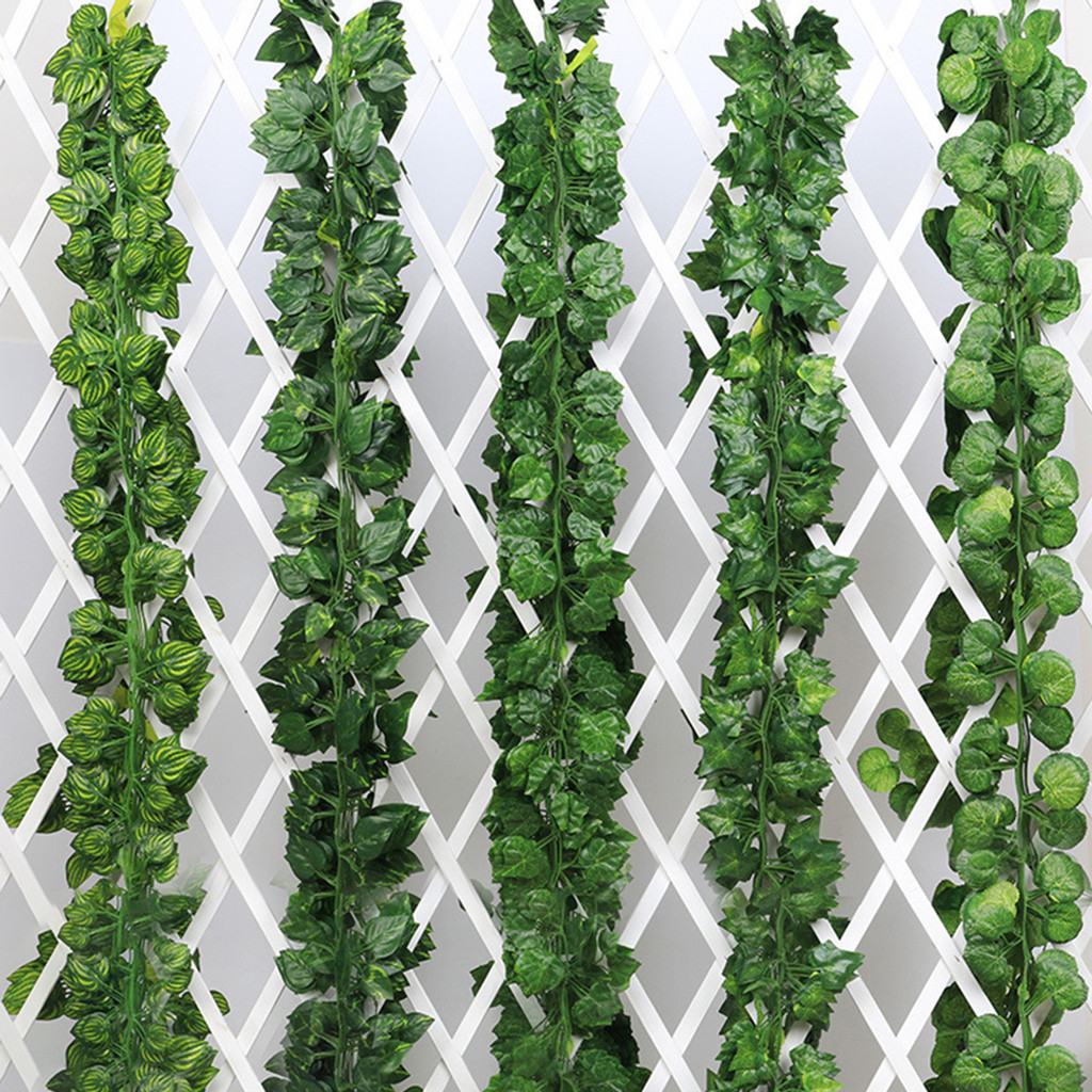 1m Artificial Plant Rattan Fake Green Leaf Ivy Plastic Fake Flower ...