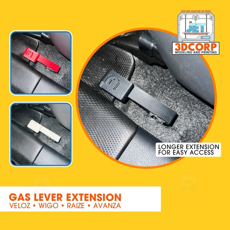 3DCorp Gas Tank Lever Extension for Toyota Veloz/Wigo/Raize/Avanza ...