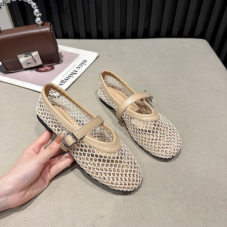 Mesh Women's Flat Shoes Round Head Soft Bottom Pumps Rubber | Shopee ...