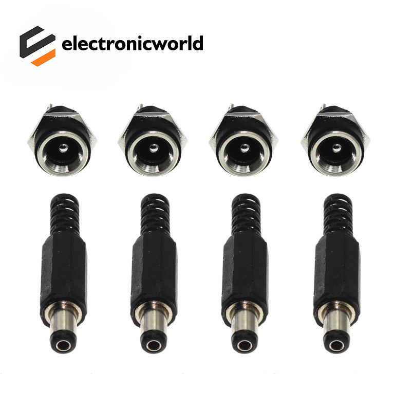 (5Pairs) 3A 12V 5.5x2.1mm Plastic Male Plugs DC022B DC022 DC005 DC Power Socket Female Jack ...