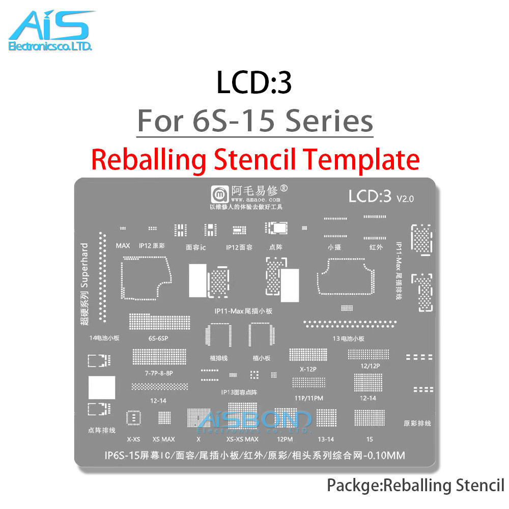 BGA Reballing Stencil Template For iPhone 12 13 14 15 Pro Max Plus LCD ...
