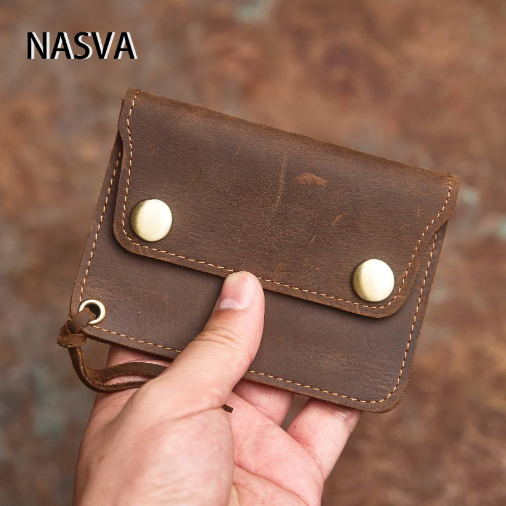 Nasva Genuine Leather Retro Men's Wallet Women's Folding Coin Purse ...