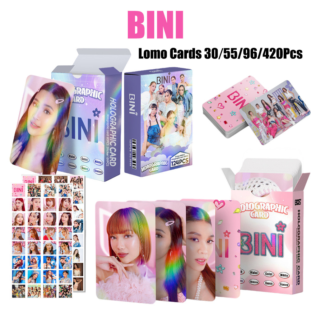 BINI Stickers Lomo Cards 55 Pcs BINI Photocards Holographic Lomocard ...