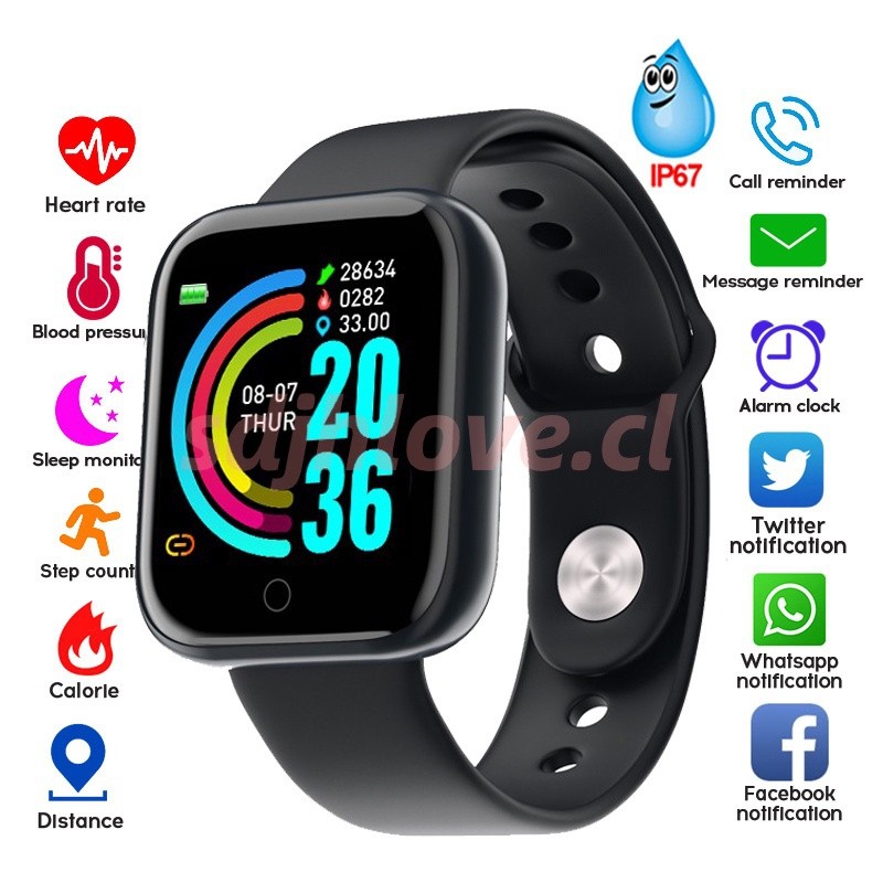 D20 Bluetooth rechargeable smart watch watch calorie heart rate sleep ...