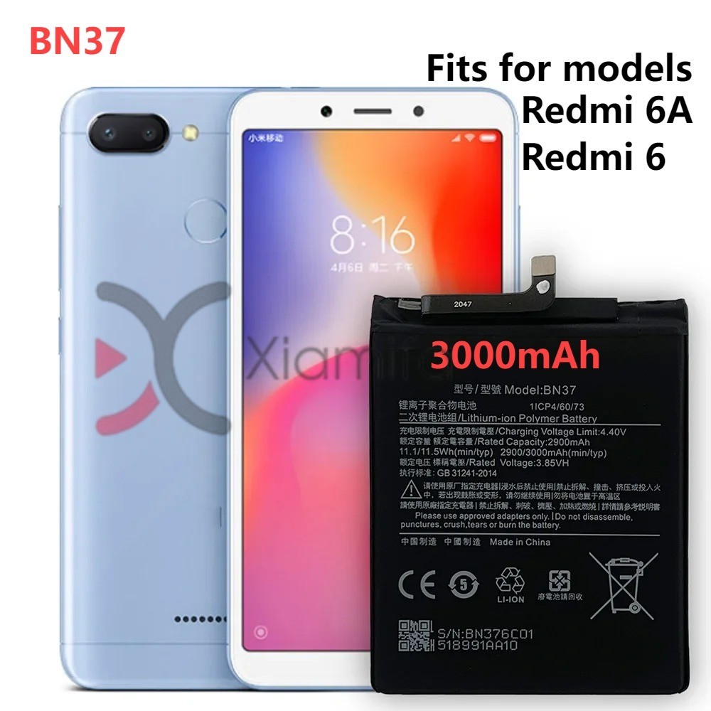 BN37 Replacement Battery for Xiaomi Redmi 6 Redmi 6A 3000 mAh Latest ...