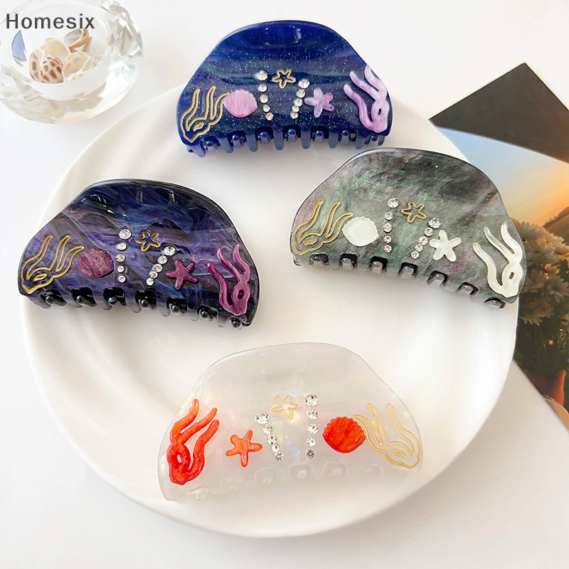 Homesix New Ocean Series Large Hair Claws Clip Diamond Starfish Conch ...