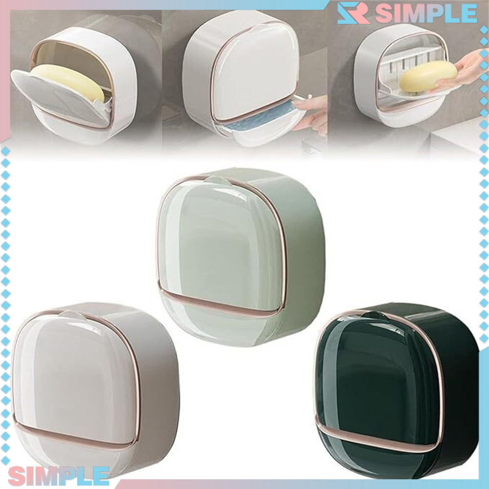 Bathroom Light Luxury Soap Box Wall-Mounted Soap Box with Lid Flip-Top ...