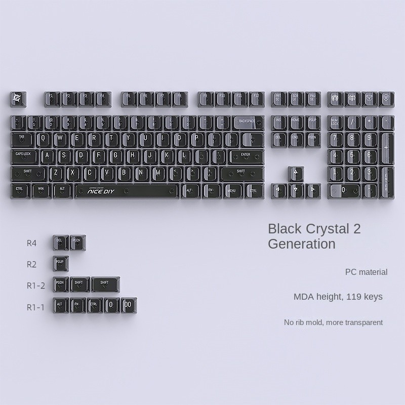 【PH STOCK】PBT Black Crystal Mechanical Keycap MDA Profile Small Full ...