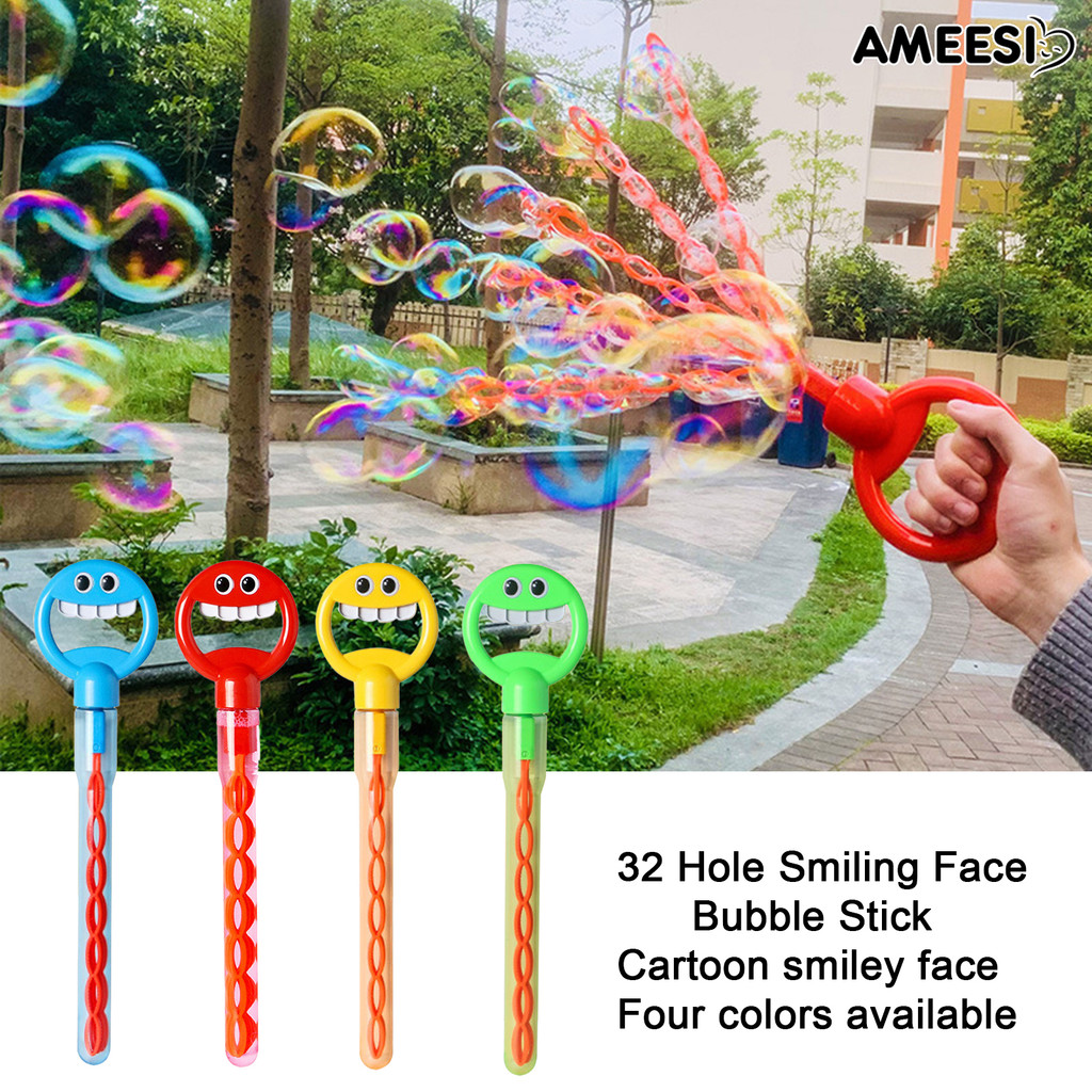 Ameesi Bubble Wand, 32 Hole Smiling Face Bubble Stick, Cute Long Five ...