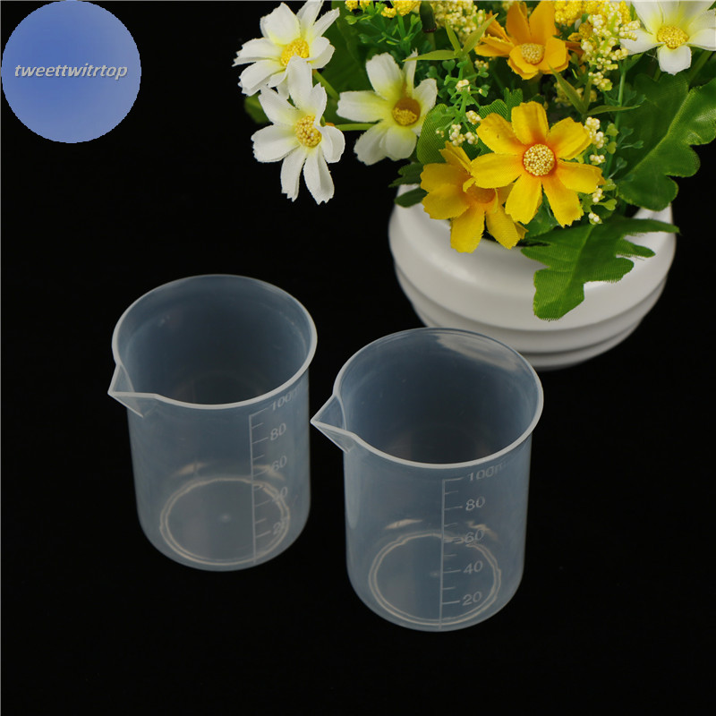 TRTOP 2pcs 100mL Clear Plastic Graduated Measuring Cup Jug Beaker Lab ...