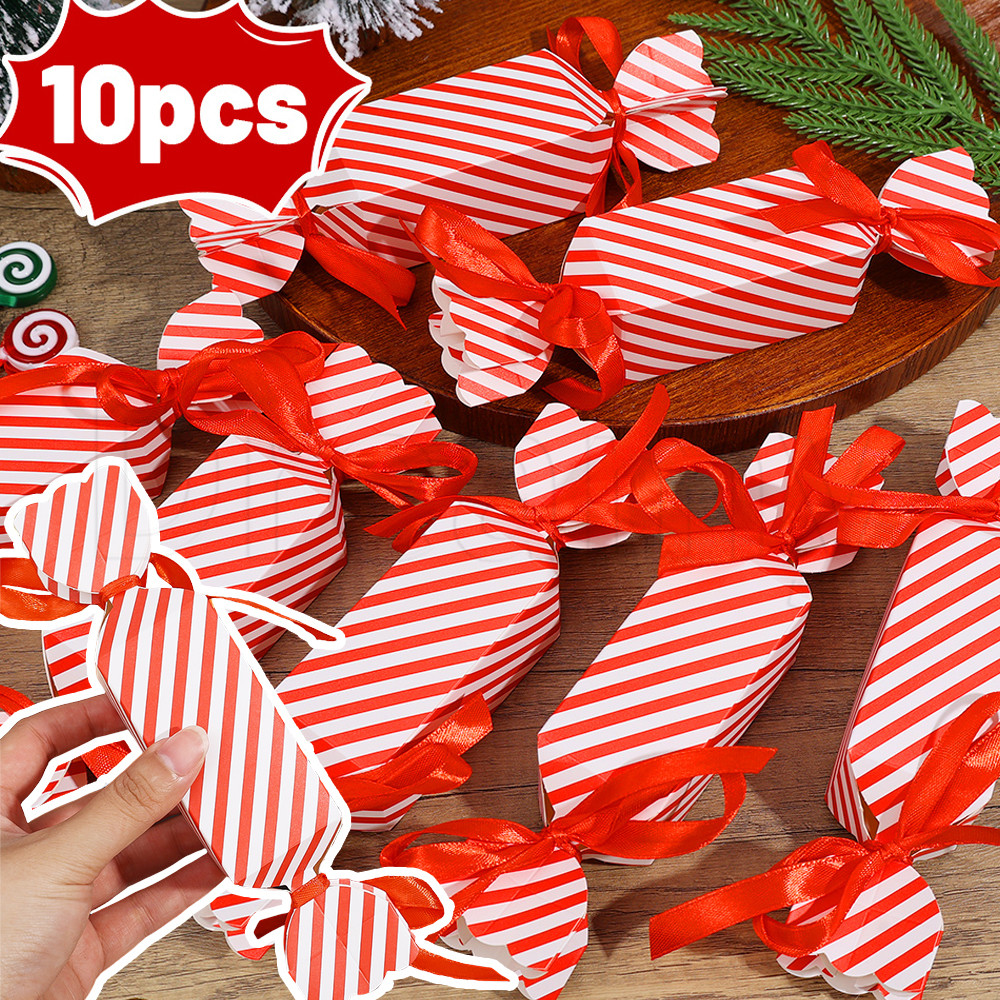 Red White Striped Christmas Candy Box - Candy Shaped Gift Wrapping Box ...