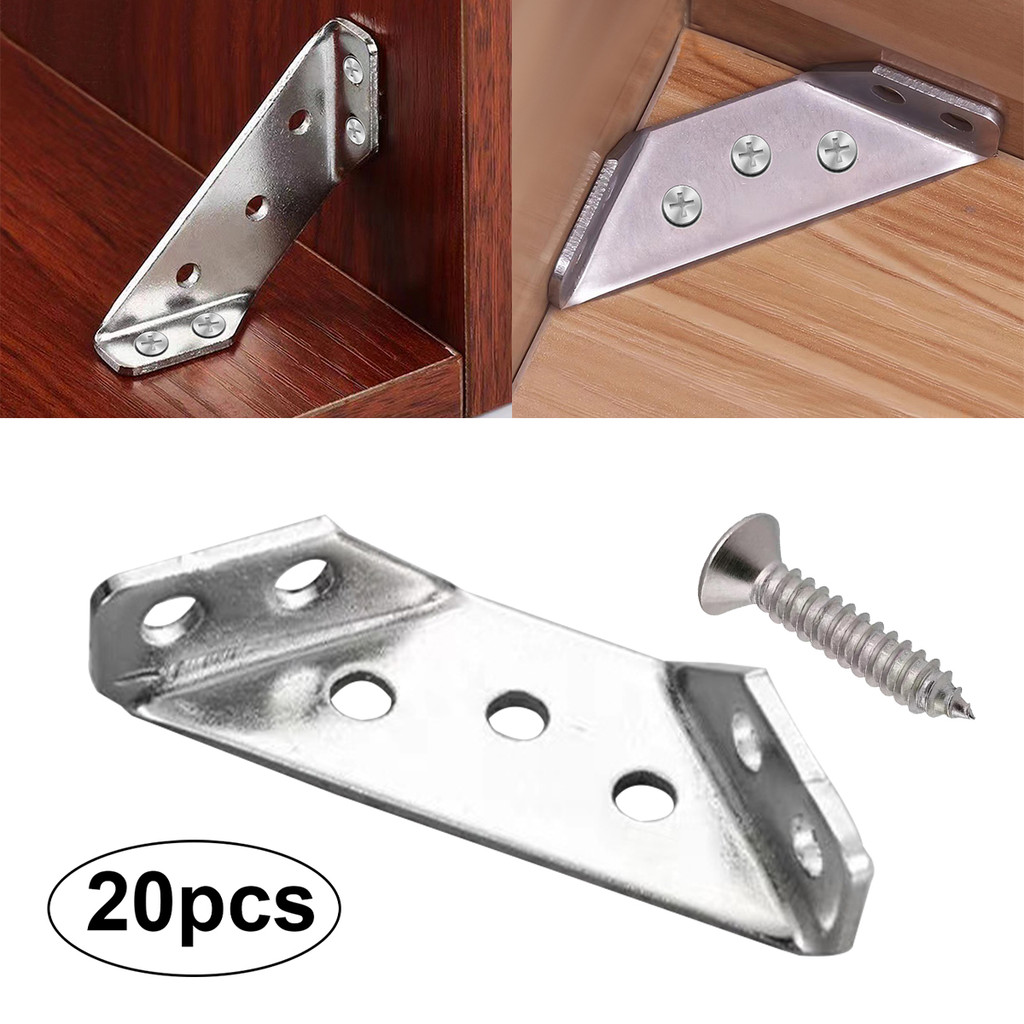 20Pcs/Set Practical Furniture Corner Brackets Stainless Steel Angle ...