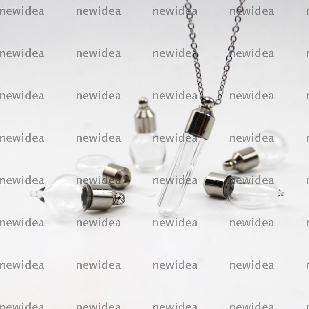 NEWIDEA Glass Bottle Necklace, Ashes Holder Fillable Wishing Bottle ...