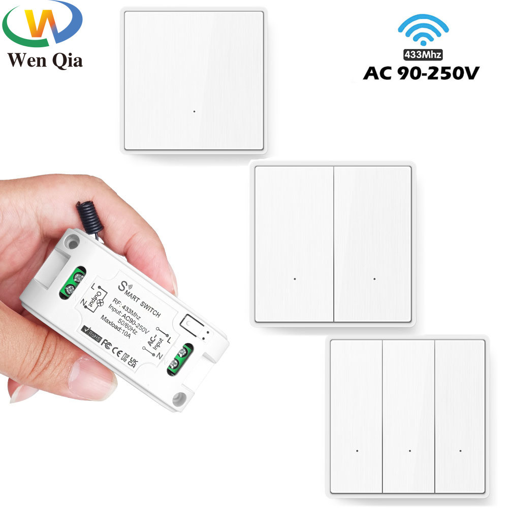 RF433 Mhz Wireless Light Switch Push Button Wall Smart Switch AC 110V ...