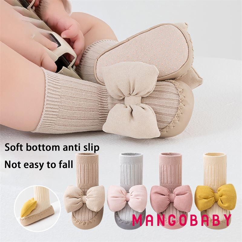 MG-Baby Girl Sock Shoes Soft Non-slip Cute Bow Flats Warm Walking Shoes ...