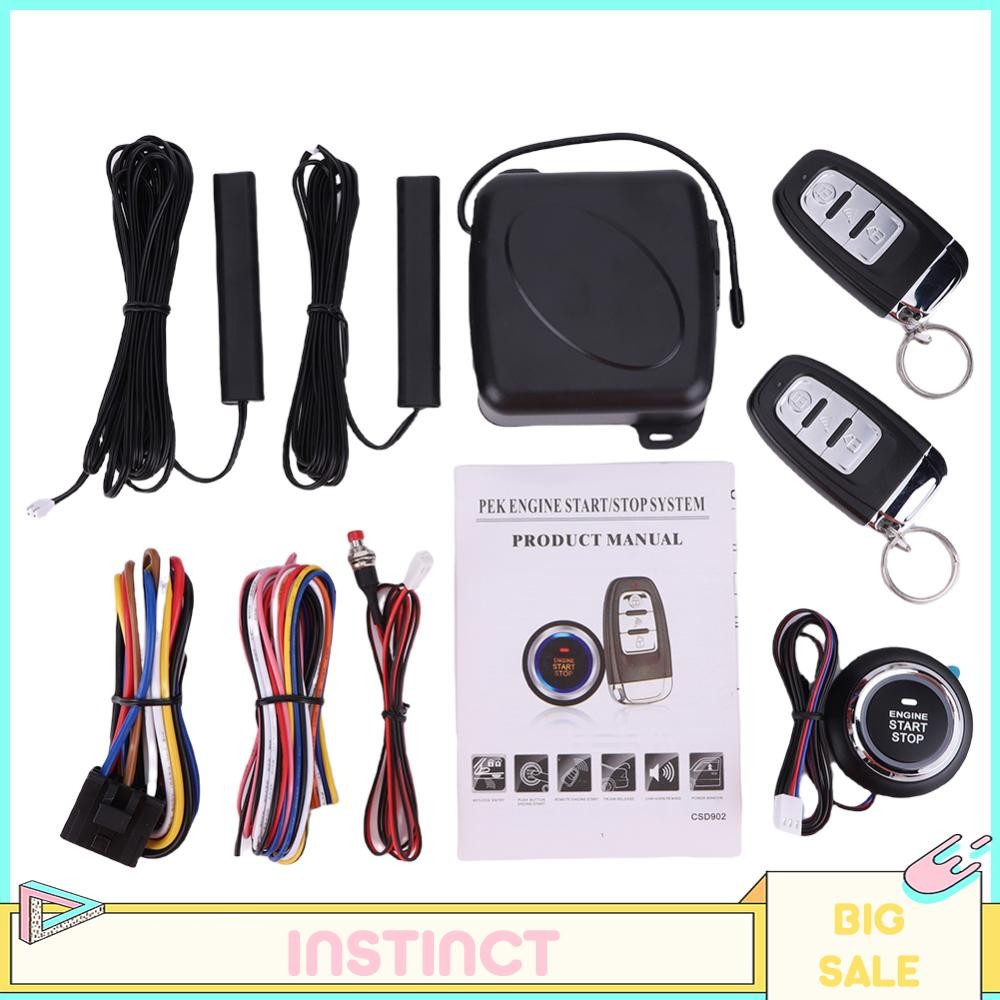 PKE Car Keyless Entry Engine Start Alarm System Push Button Remote ...