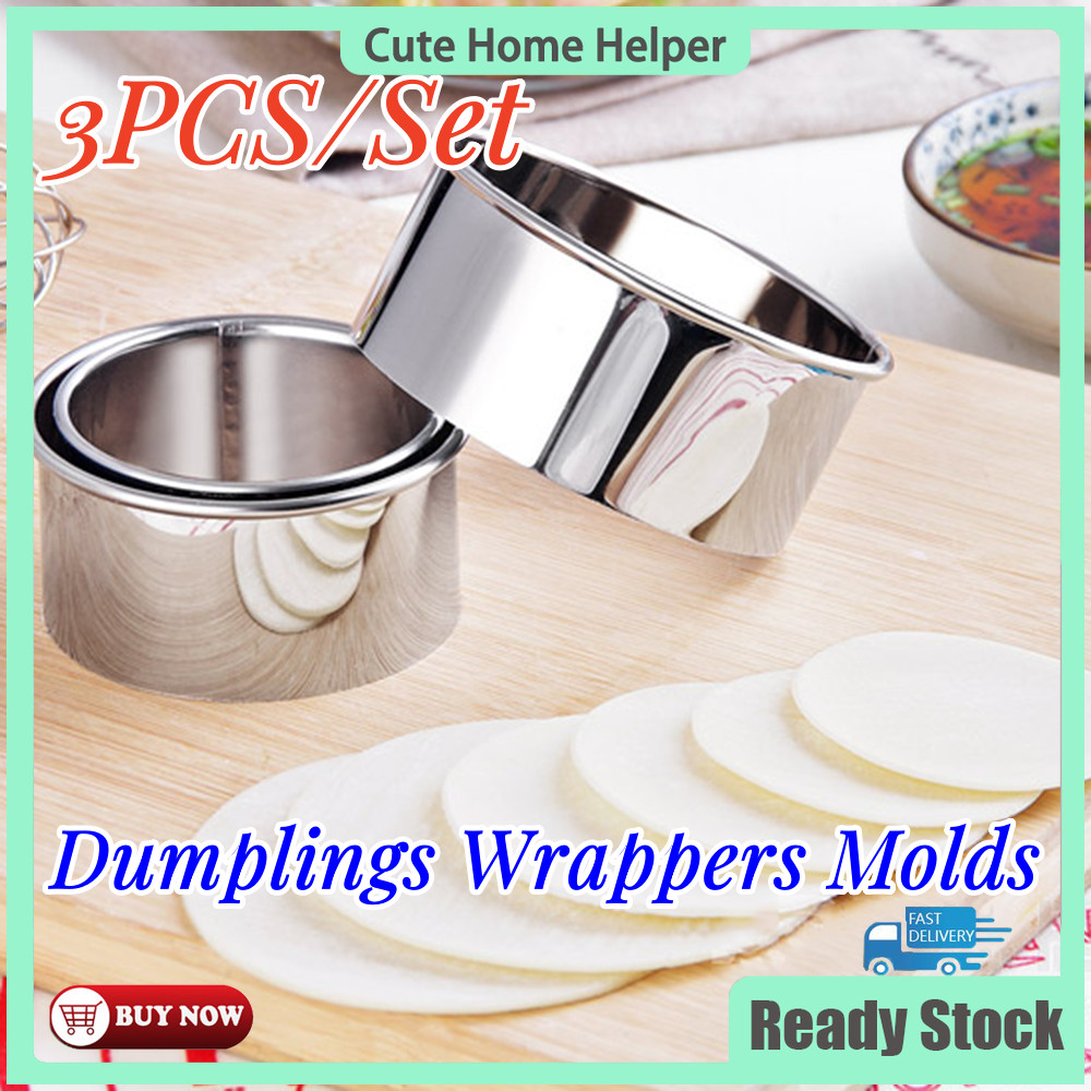 3PCS 6/7/8cm Round Dumplings Wrappers Molds Set Stainless Steel Cutter ...
