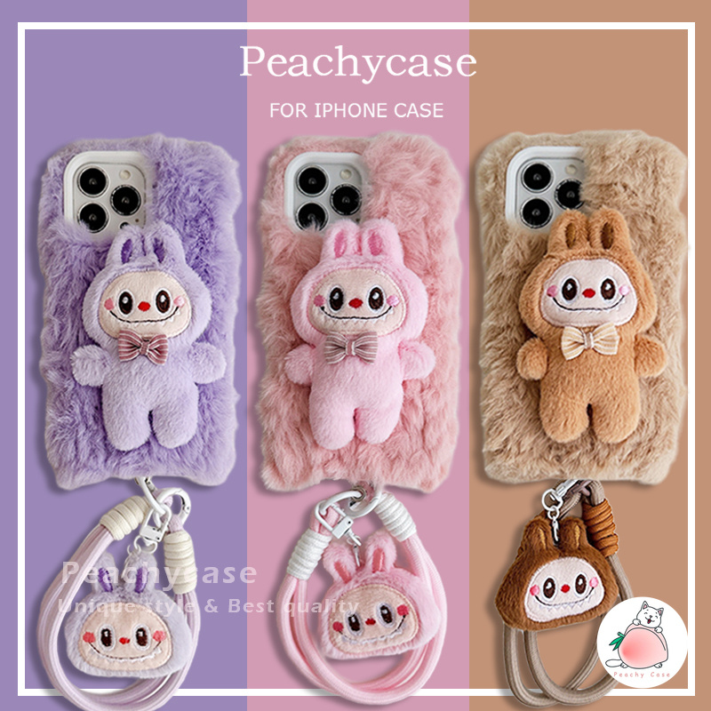 Cartoon Cute Plush Monster Labubu Phone Case Compatible for iPhone 16 ...