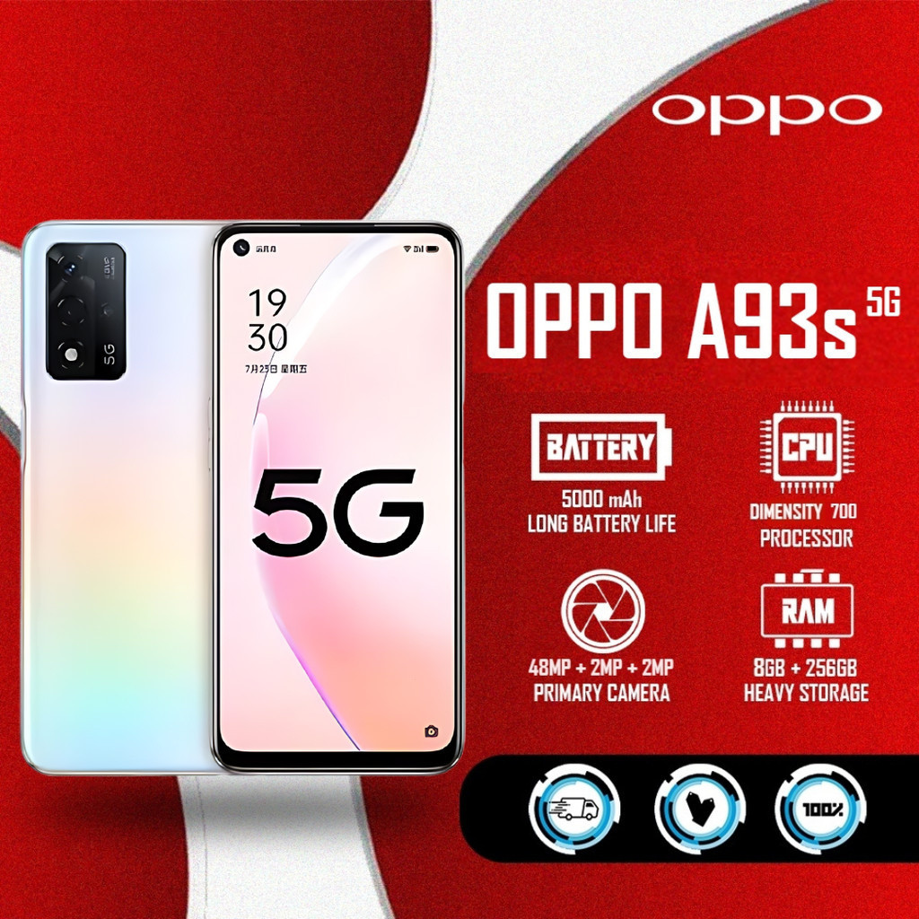 Oppo A93s 5G | 8GB RAM + 256GB ROM | 48MP AI Camera | Dual SIM 5G | 90Hz Color Rich Display ...