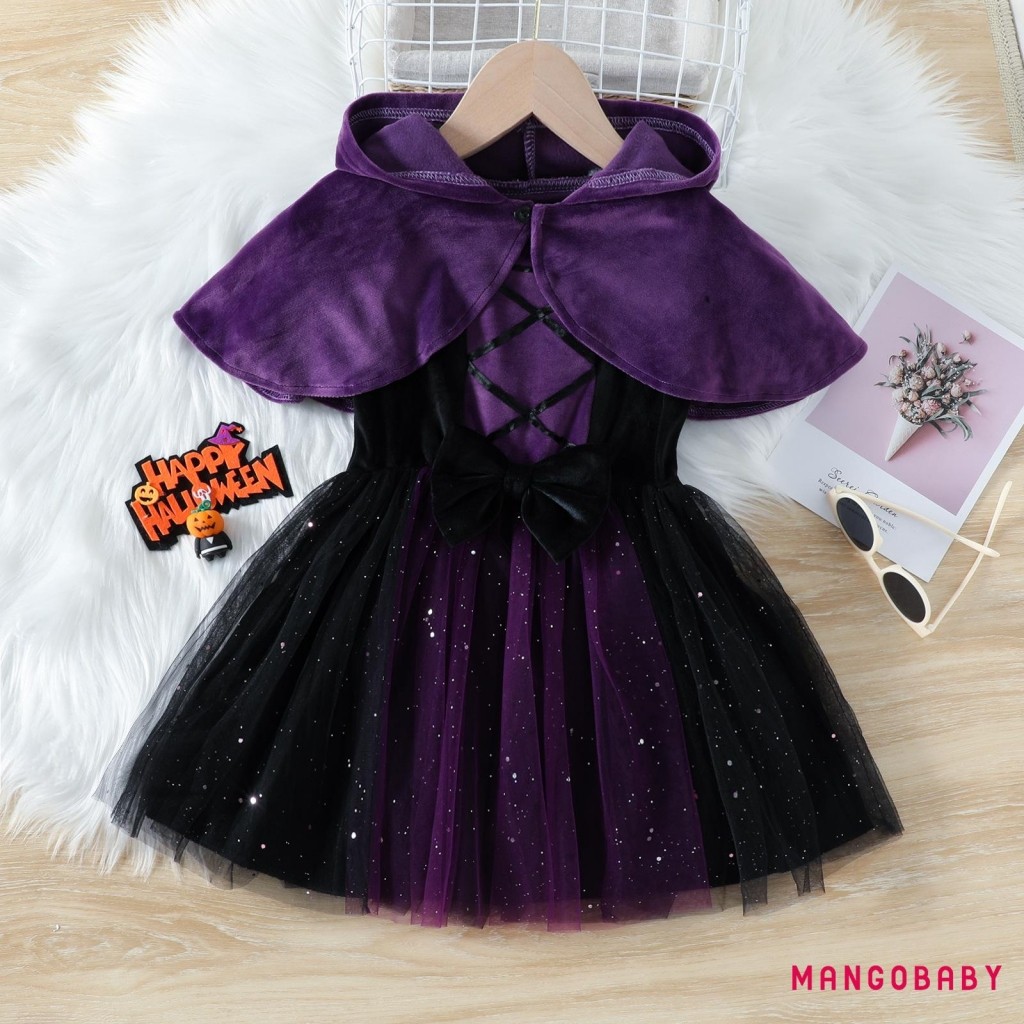 MG-Halloween Costume for Girls Cute Sleeveless Velvet Tulle Dress+ ...