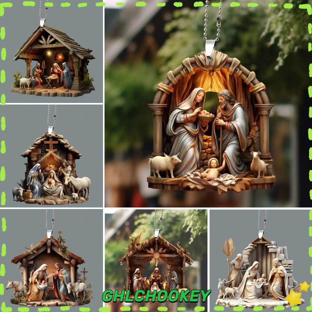 GHLCHOOKEY Acrylic Nativity Scene Pendant, Multi Scene Creative ...
