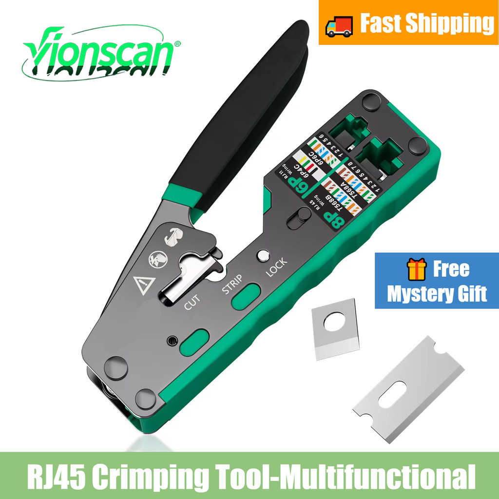 Vionscan RJ45 Crimp Tool Kit Pass Through Cat6 Crimping Tool For Cat5 ...