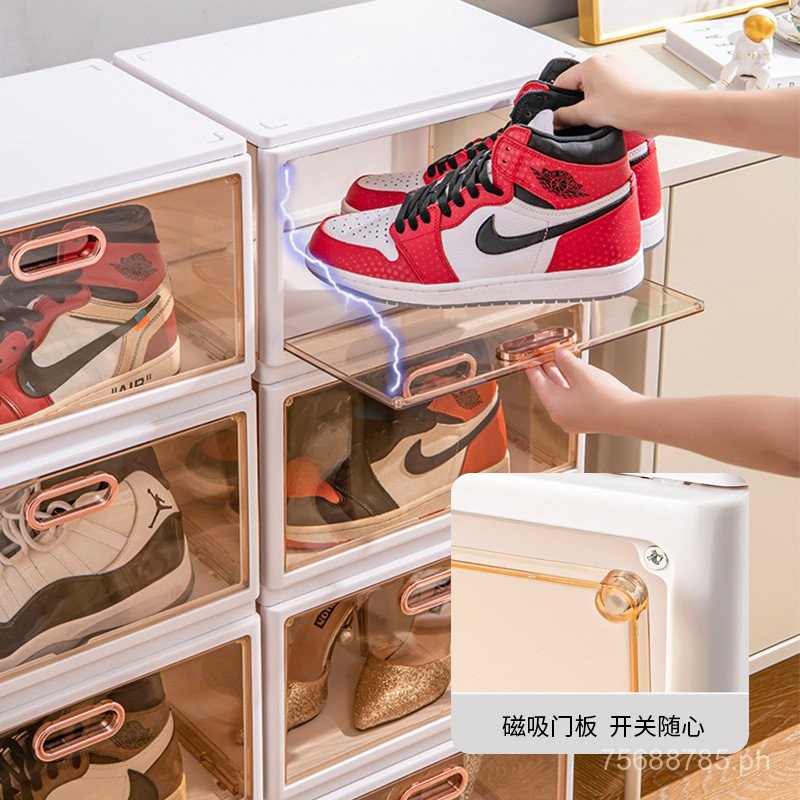 No-Installation Foldable Shoe Box Transparent Integrated Shoe Cabinet ...
