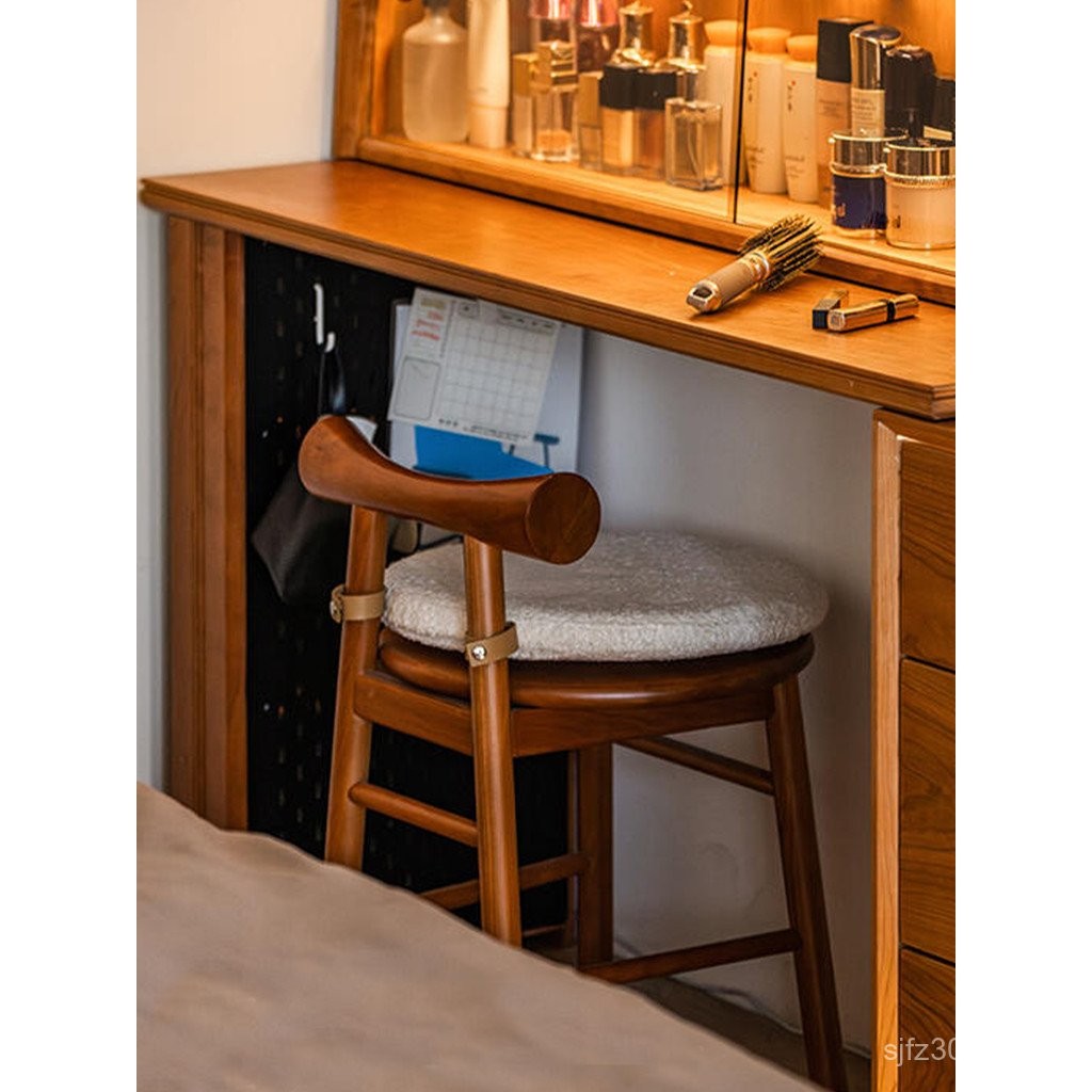 Dressing Table Chair Small Stool Bedroom Backrest Round Stool Japanese ...