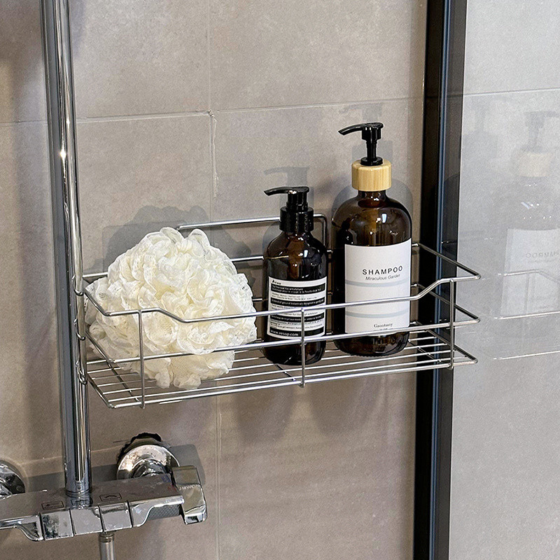Bathroom Shower Gel Storage Rack Wall-Mounted No-Drill Bathroom Wall ...