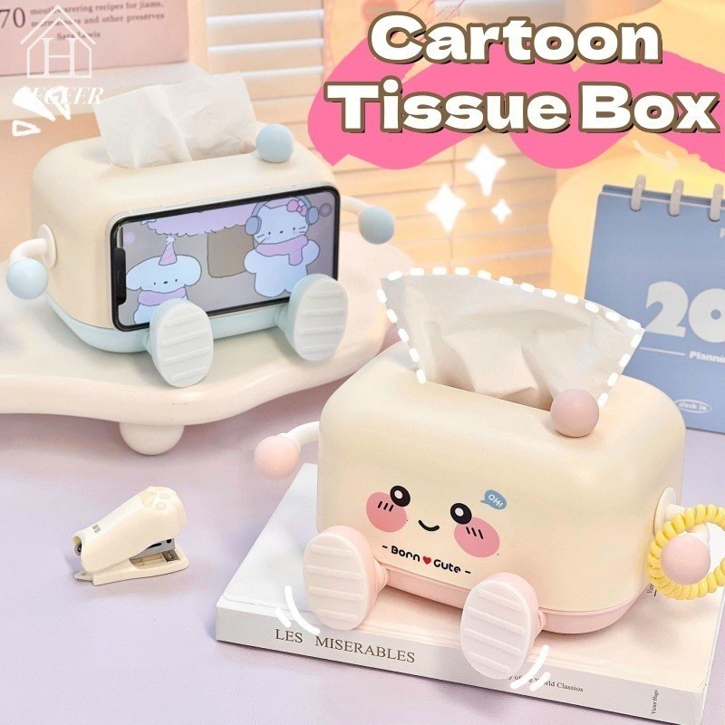 Cute Tissue Box 3D Small Footed Cartoon Expression Paper Box ...